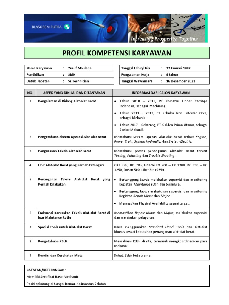 Yusuf Maulana - Profil Kompetensi | PDF