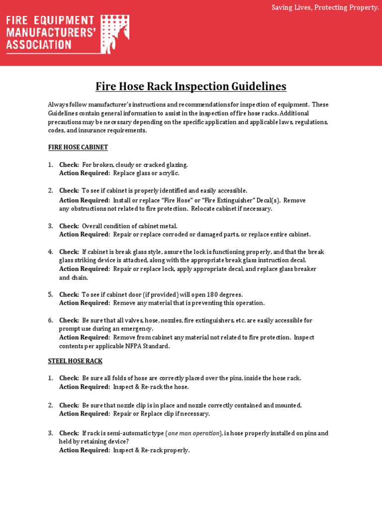 Fire Hose Rack Inspection Guide | PDF | Valve | Glasses