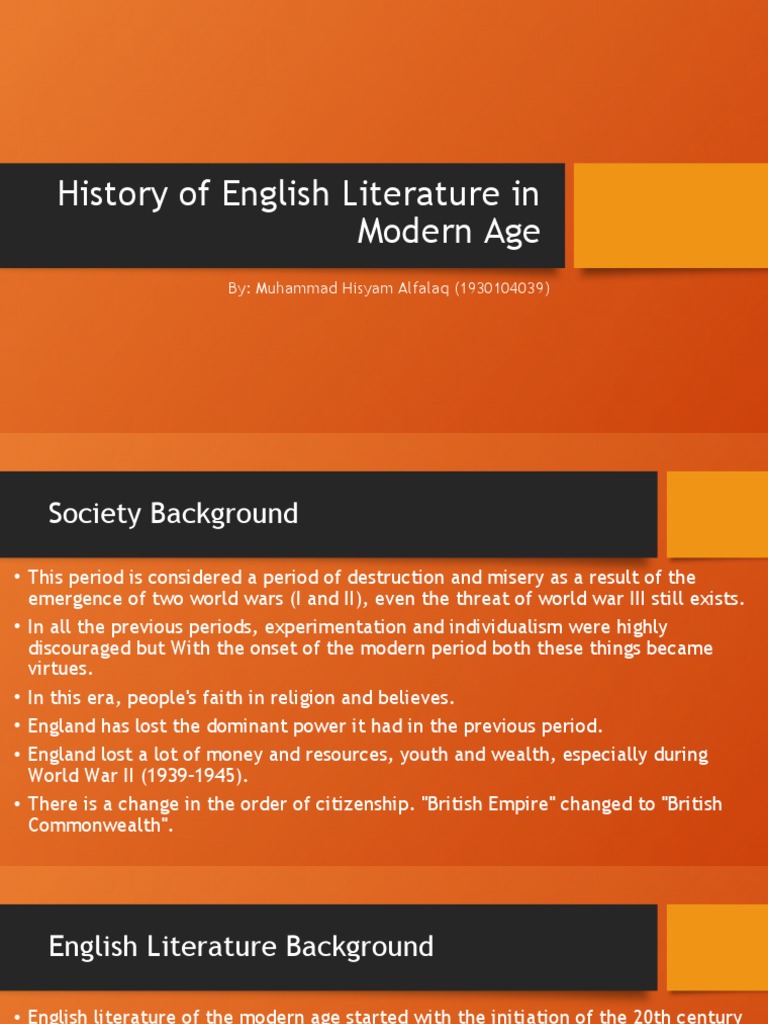 History of English Modern Literature | PDF | English Literature | T. S ...