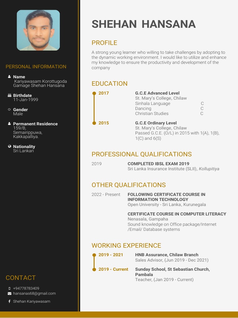 Shehan Hansana CV | PDF | Learning | Cognition