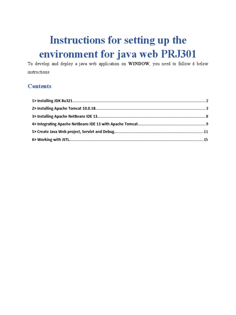 Instructions For Setting Up The Environment For Java Web PRJ301 | Download Free PDF ...
