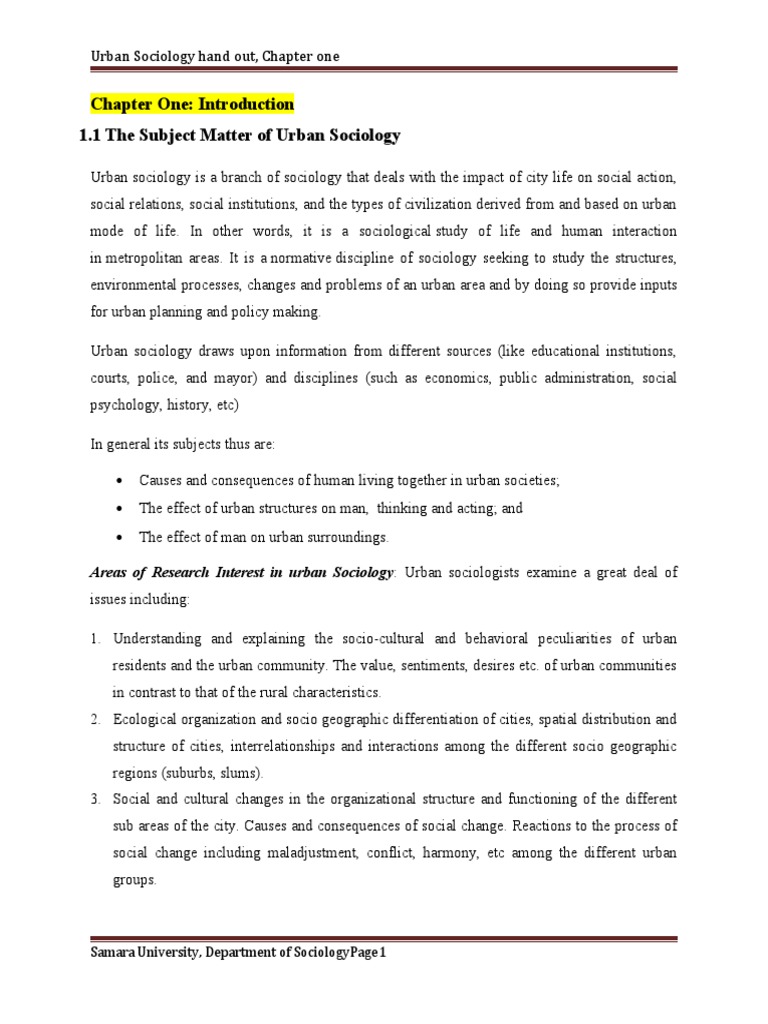 Understanding the Foundations of Urban Sociology: An Introduction to ...