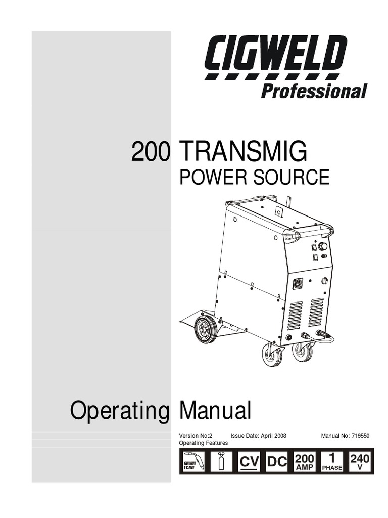 Cigweld Transmig 200 Operating Manual | PDF | Welding | Construction