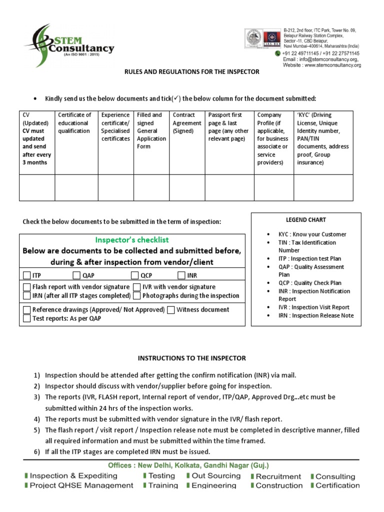 Rules and Regulations For The Inspector | PDF | Business | Government