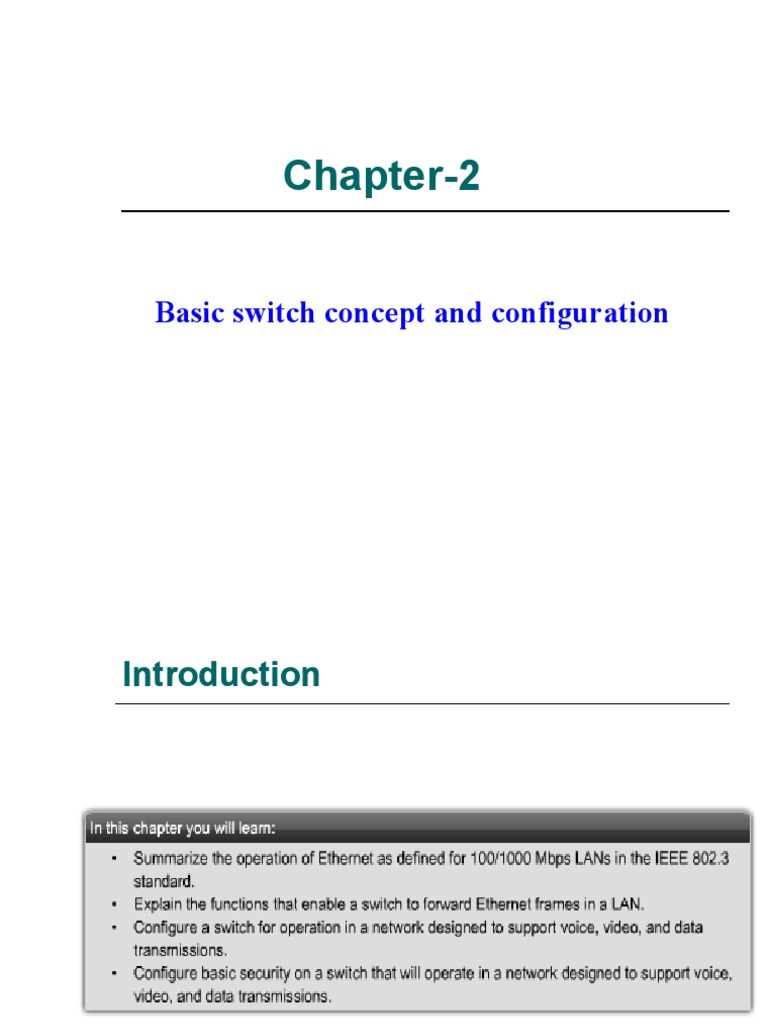 Chapter-2: Basic Switch Concept and Configuration | PDF | Network Switch | Ethernet