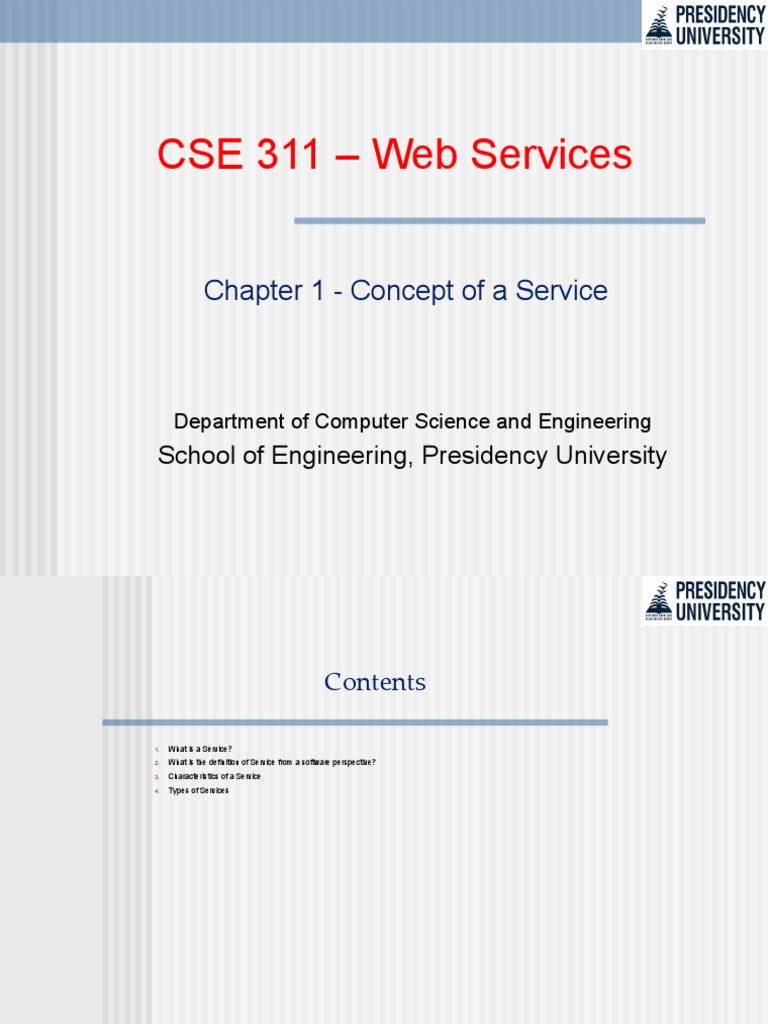 CSE 311 - Web Services: Chapter 1 - Concept of A Service | PDF | Application Software | Databases