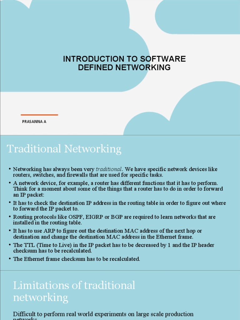 Introduction To Software Defined Networking: Prasanna A | PDF | Computer Network | Network Switch