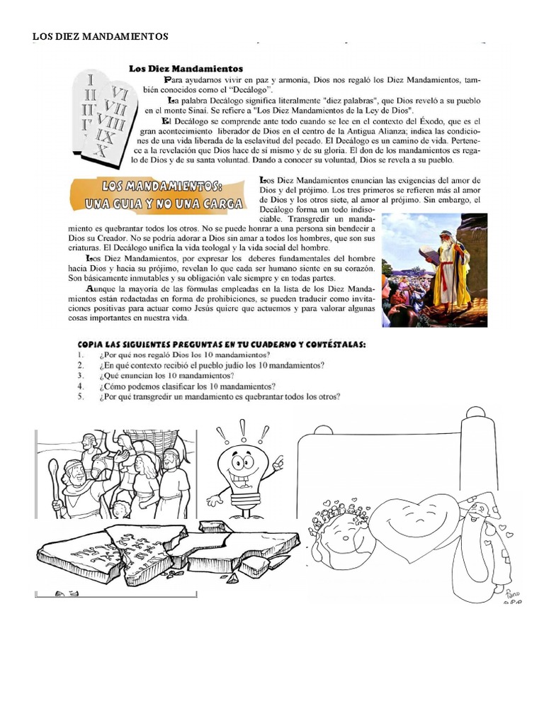 Los Diez Mandamientos - para Imprimir. | PDF | Relativismo | Dios