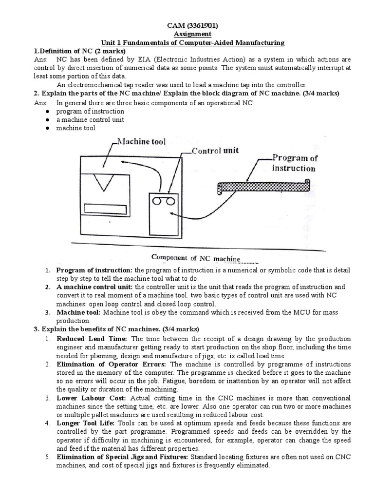 Explain The Parts of The NC Machine/ Explain The Block Diagram of NC Machine. (3/4 Marks) | PDF ...