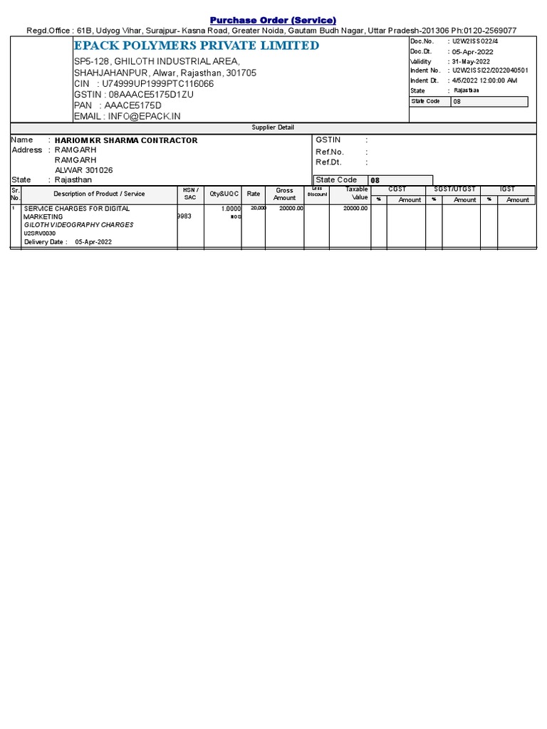 Hariom Work Order | PDF | Business | Economies