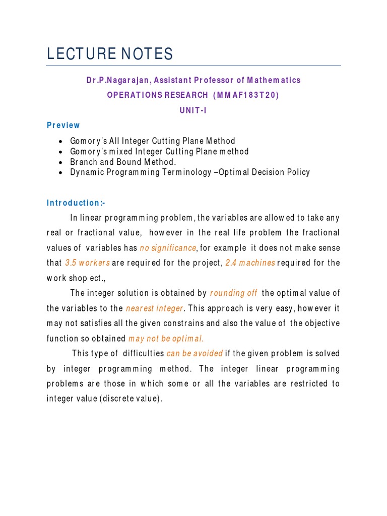 Advance Operations Research | PDF | Linear Programming | Mathematical Optimization