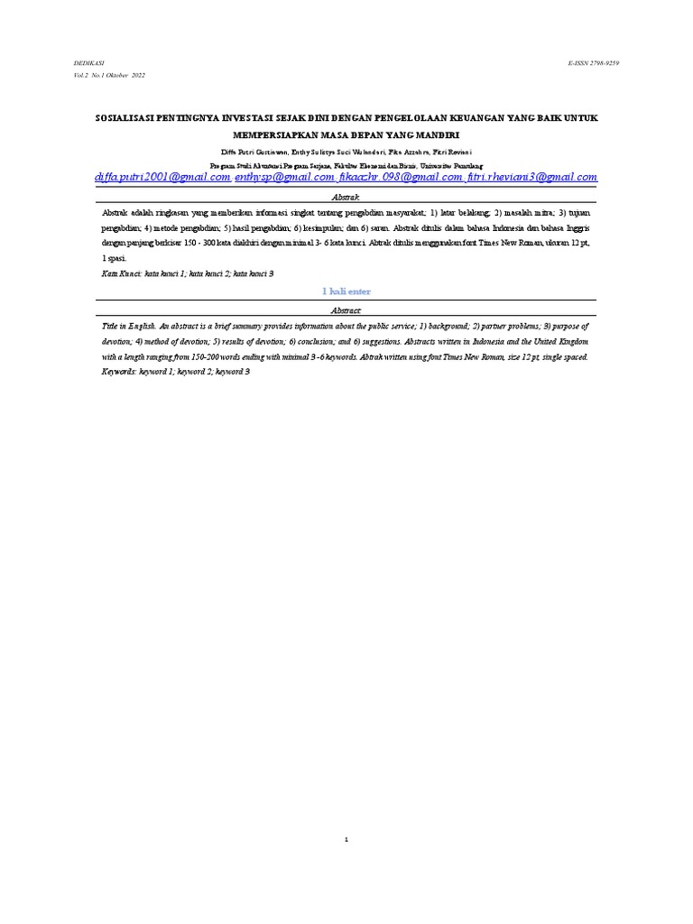 TEMPLATE PROSIDING DEDIKASI - Rev - 2021 pr3 | PDF