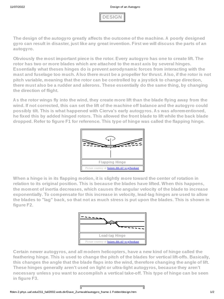 Design of an Autogyro | PDF | Helicopter Rotor | Aerodynamics