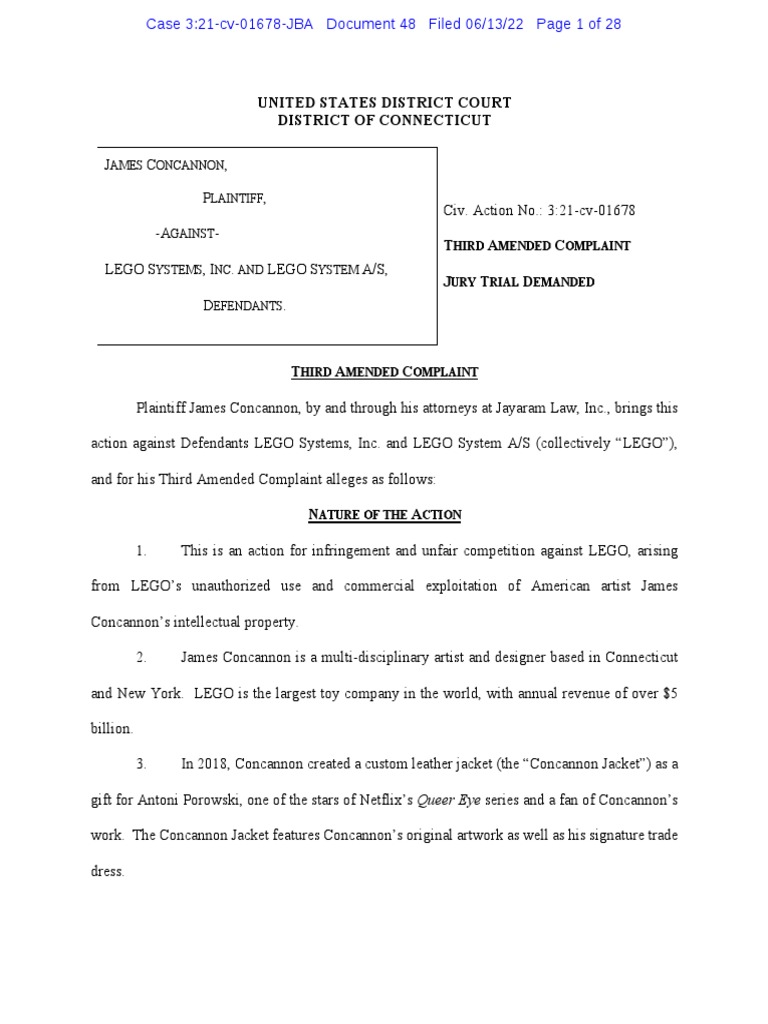 Concannon v. Lego - 3d Amended Complaint | PDF | Copyright Infringement ...