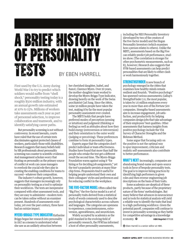 A Brief History of Personality Tests | PDF | Metaphysics Of Mind ...