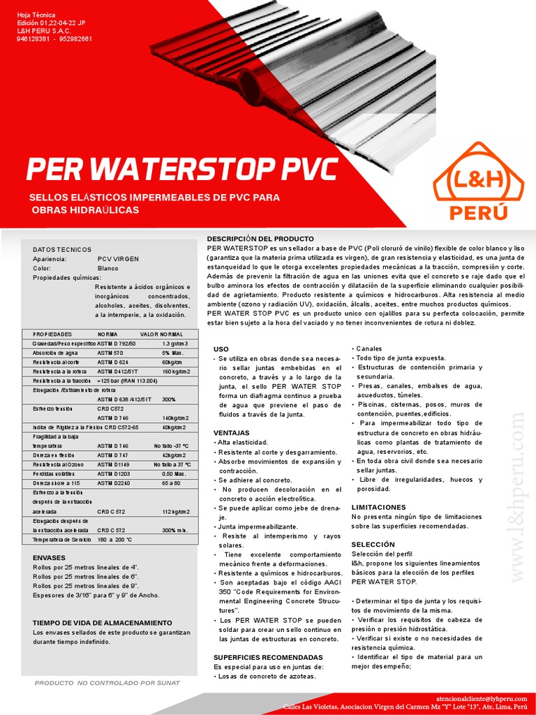 Hoja de Datos Tecnicos - Water Stop 6 | PDF | Construcción | Soldadura