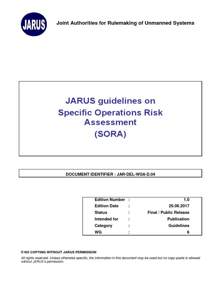 JARUS Guidelines On Specific Operations Risk Assessment (SORA) | PDF ...