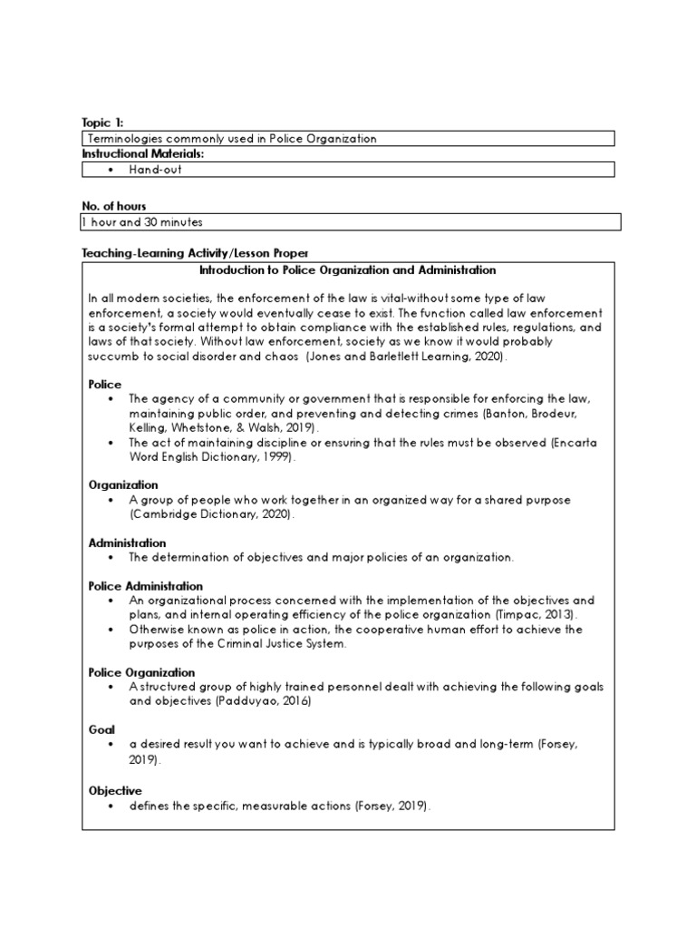 Police Organization Terminology Guide | PDF | Police | Police Officer