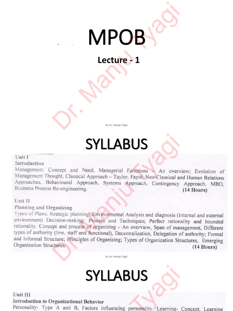 MPOB Unit - 1 All Topics Notes | PDF | System | Systems Theory