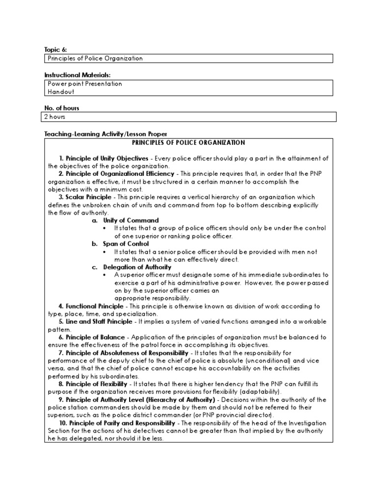 MODULE 3.2 Principles of Police Organization | PDF