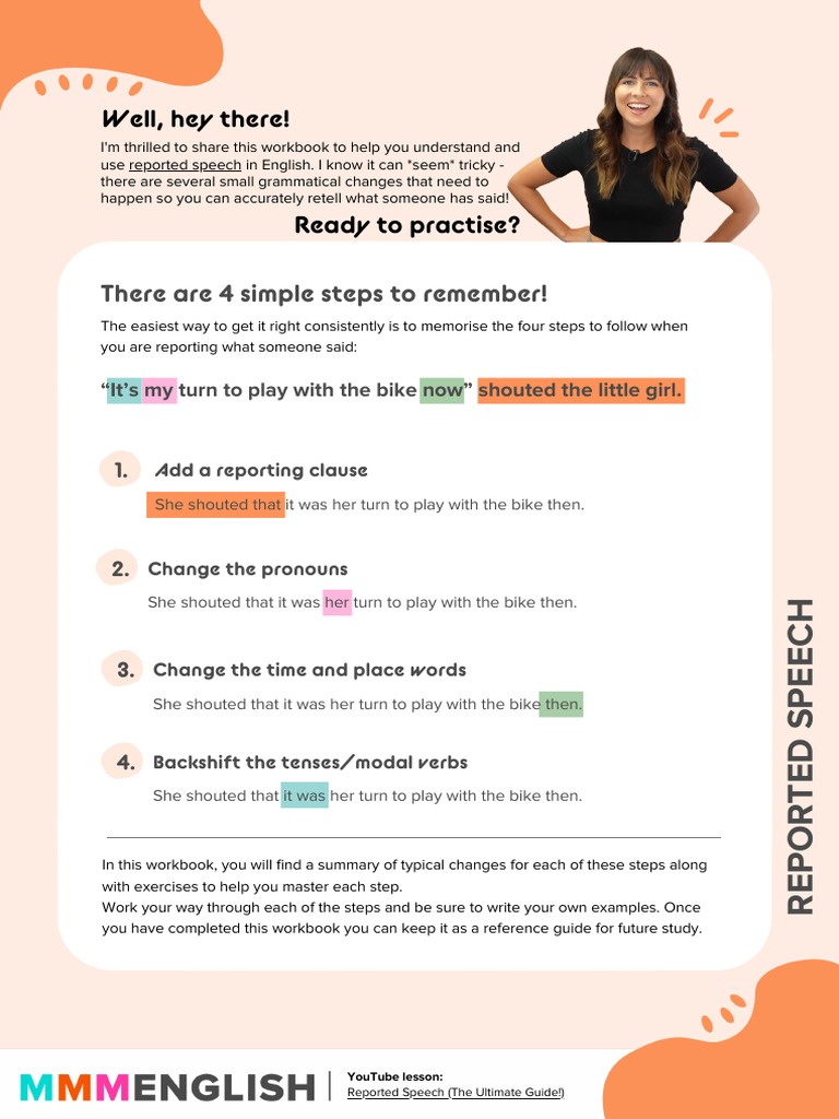 Reported-Speech-Workbook Fillable Final | PDF | English Language | Verb