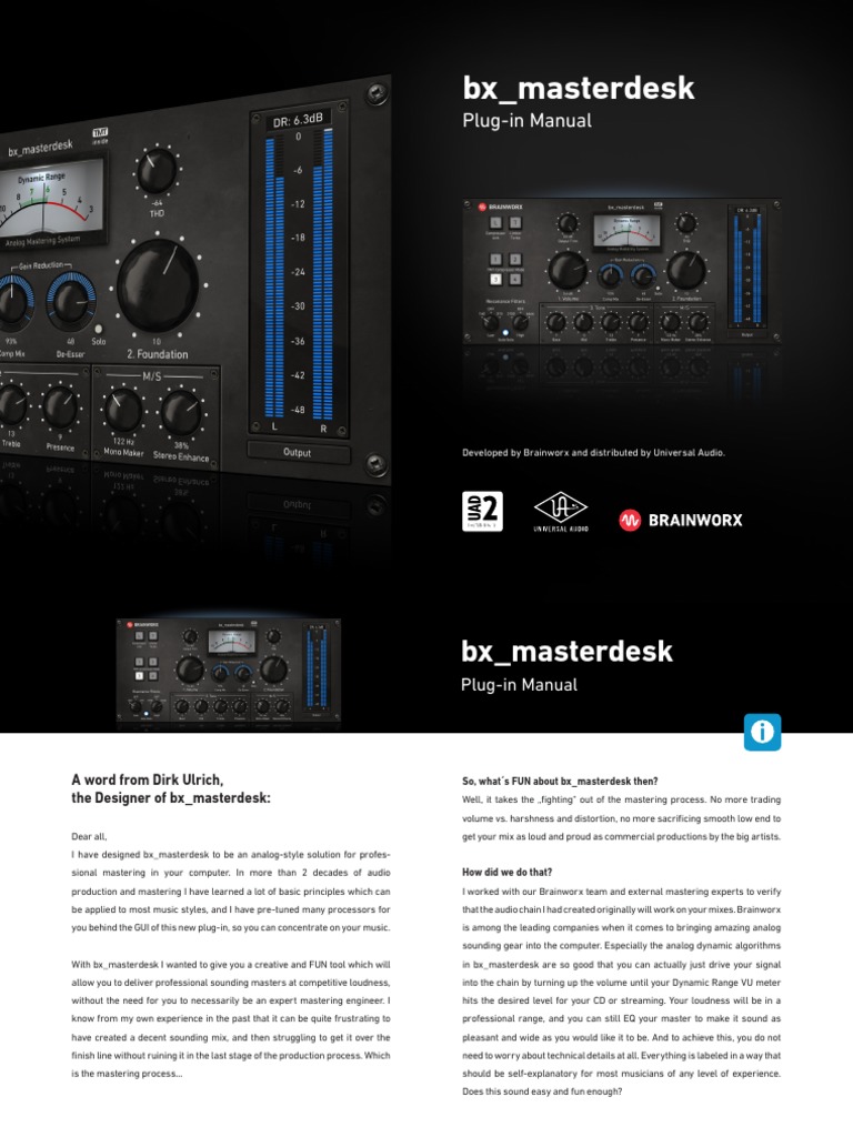 BX - Masterdesk Manual | PDF | Equalization (Audio) | Signal Processing