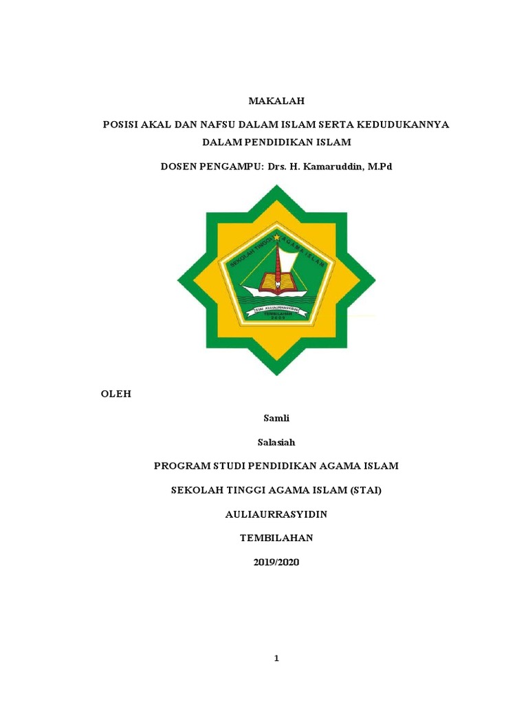 KLP 7 Posisi Akal Dan Nafsu Dalam Islam Serta Kedudukannya Dalam ...