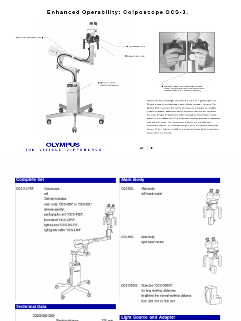 Enhanced Operability: Colposcope OCS-3.: Olympus | PDF | Camera | Zoom Lens