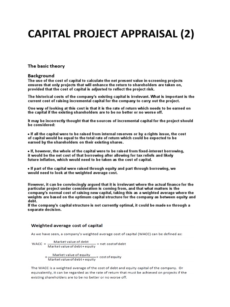CAPITAL PROJECT APPRAISAL 2 | PDF | Cost Of Capital | Capital Structure