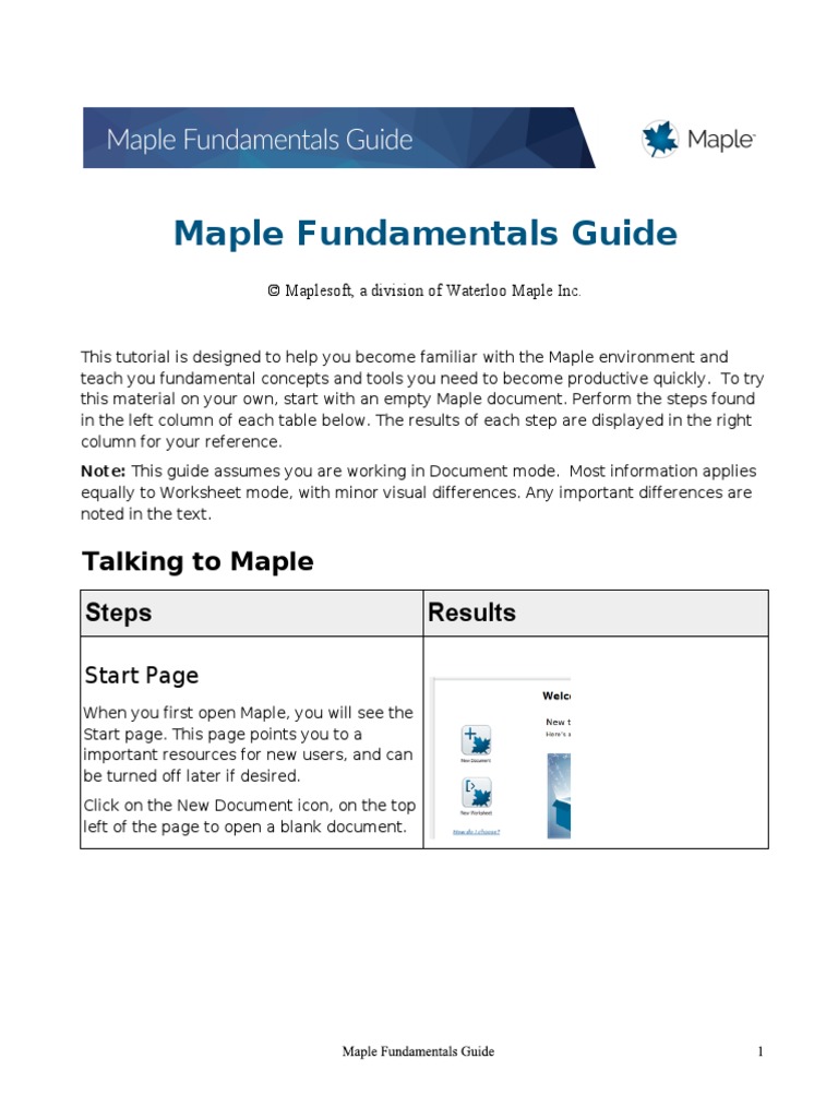 Maple Fundamentals Guide: Talking To Maple Steps Results | PDF