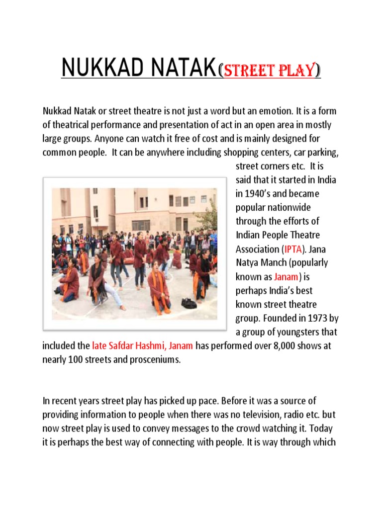 Nukkad Natak: Street Play | PDF