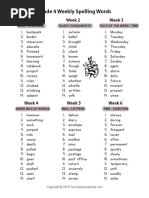 Grade 6 Weekly Spelling Words | PDF