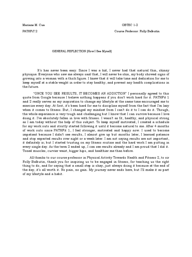 General Reflection (How I See Myself | PDF | Self-Improvement