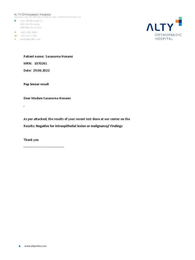 Pap Smear Template | PDF