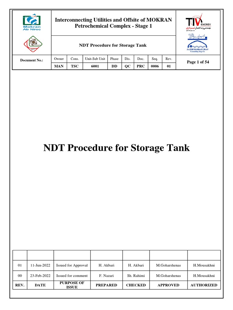 NDT Procedure For Storage Tank: Interconnecting Utilities and Offsite ...