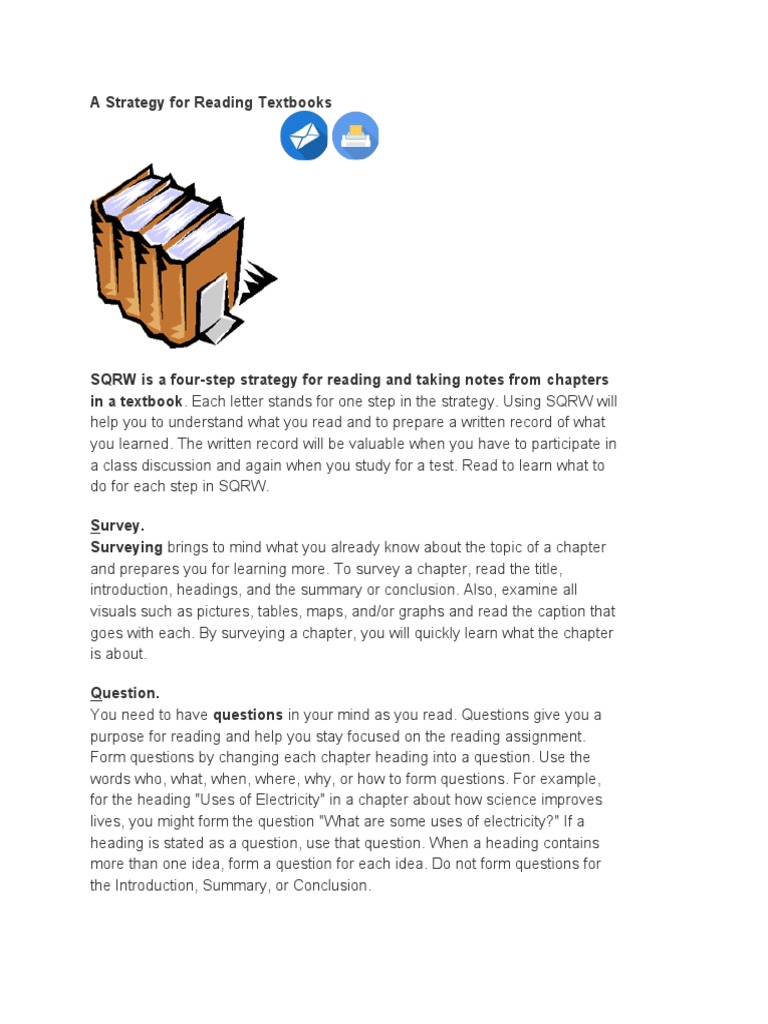 A Strategy For Reading Textbooks | PDF | Question | Learning