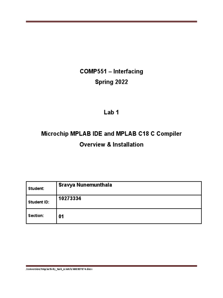 Lab 1 Submission - Microchip MPLAB C18 C Compiler Overview | PDF | Computer File | Compiler