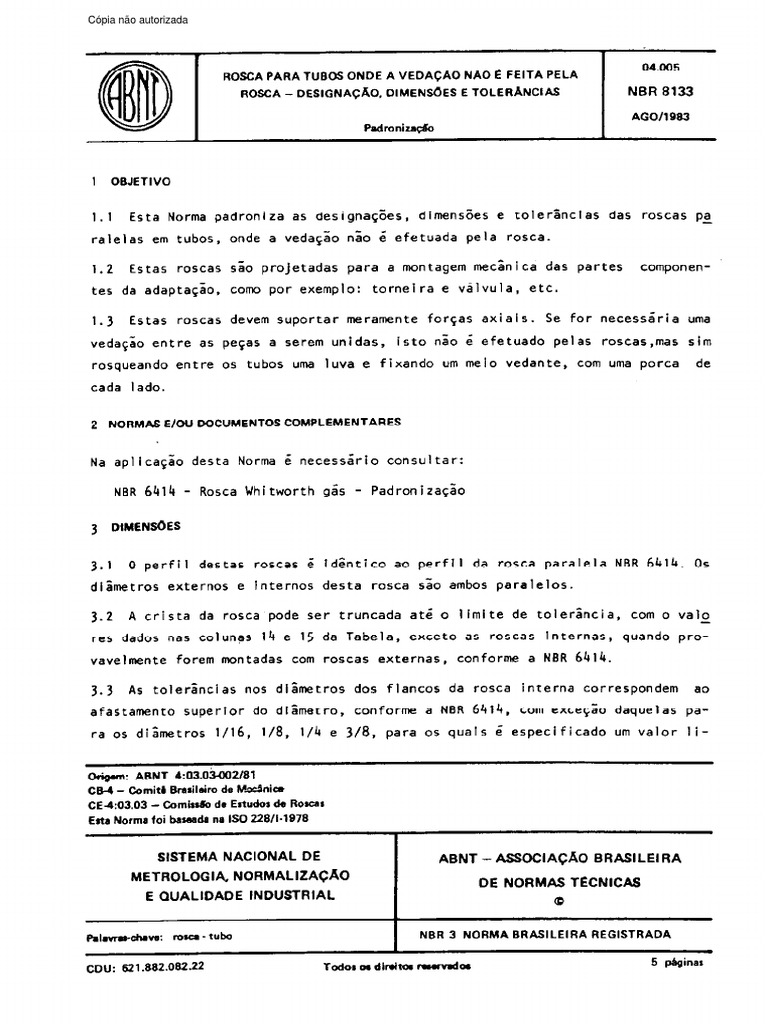 NBR 8133 | PDF | Física Aplicada e Interdisciplinar | Ferramentas