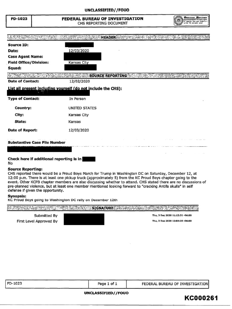 FBI CHS Contact Reports January 2021 | PDF | Crime & Violence | Law ...