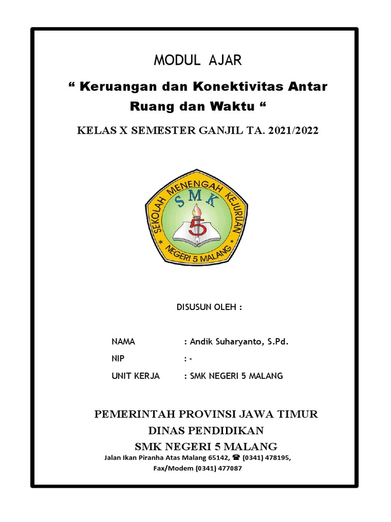 Modul Ajar: " Keruangan Dan Konektivitas Antar Ruang Dan Waktu " | PDF