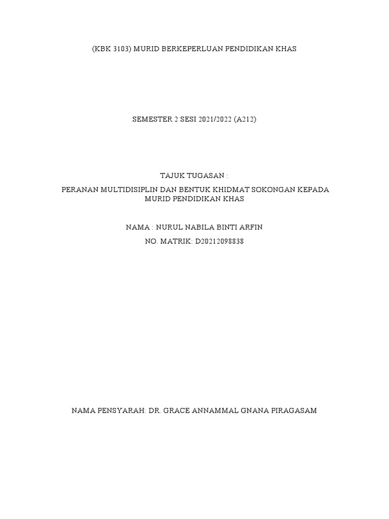 Nurul Nabila Arfin D20212098838 KBK3103 Task 1 | PDF