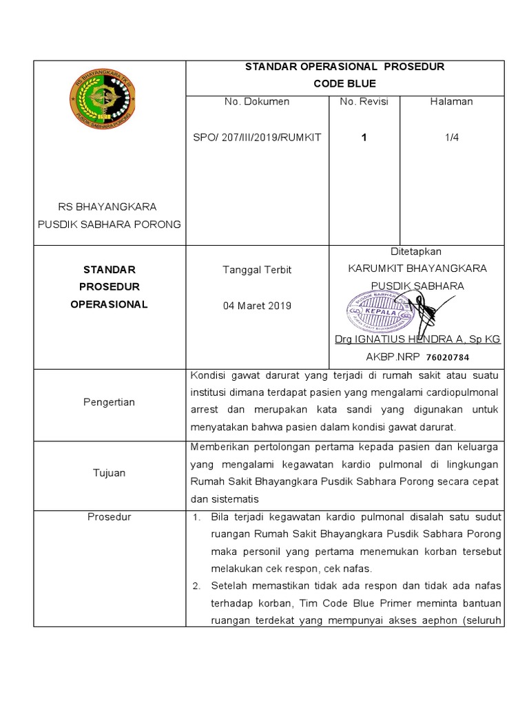 Sop Code Blue New | PDF