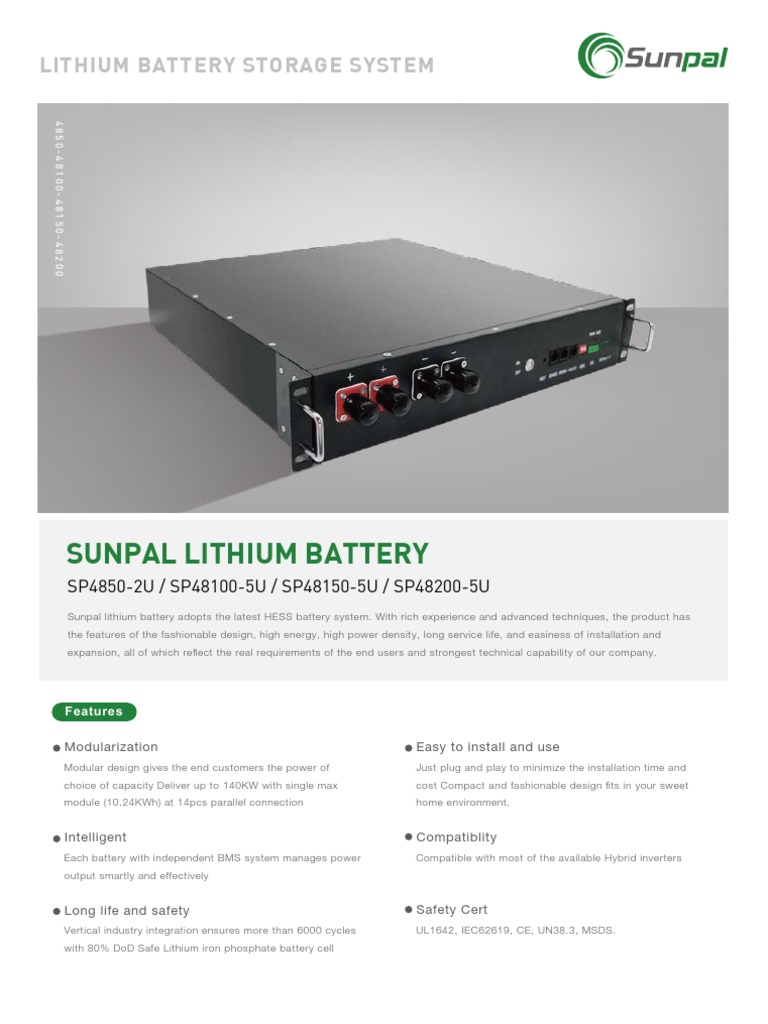 Sunpal 48V Lithium Battery | PDF | Physical Quantities | Galvanic Cells