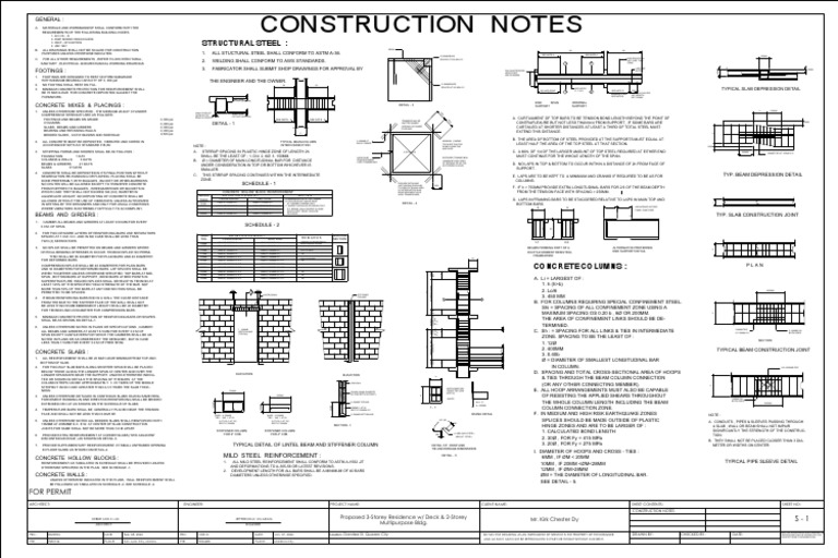 S-1 General Notes | PDF | Beam (Structure) | Concrete