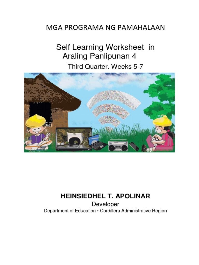 Mga Programa NG Pamahalaan Self Learning Worksheet in Araling Panlipunan 4 | PDF | Copyright
