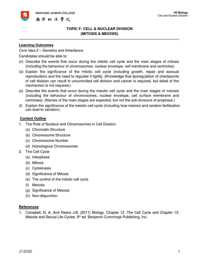Cell and Nuclear Division in Biology | PDF | Mitosis | Meiosis
