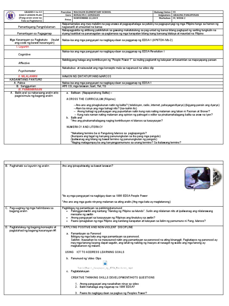 COT DLP AP6 Q4-Ronalyn Gonzalez | PDF