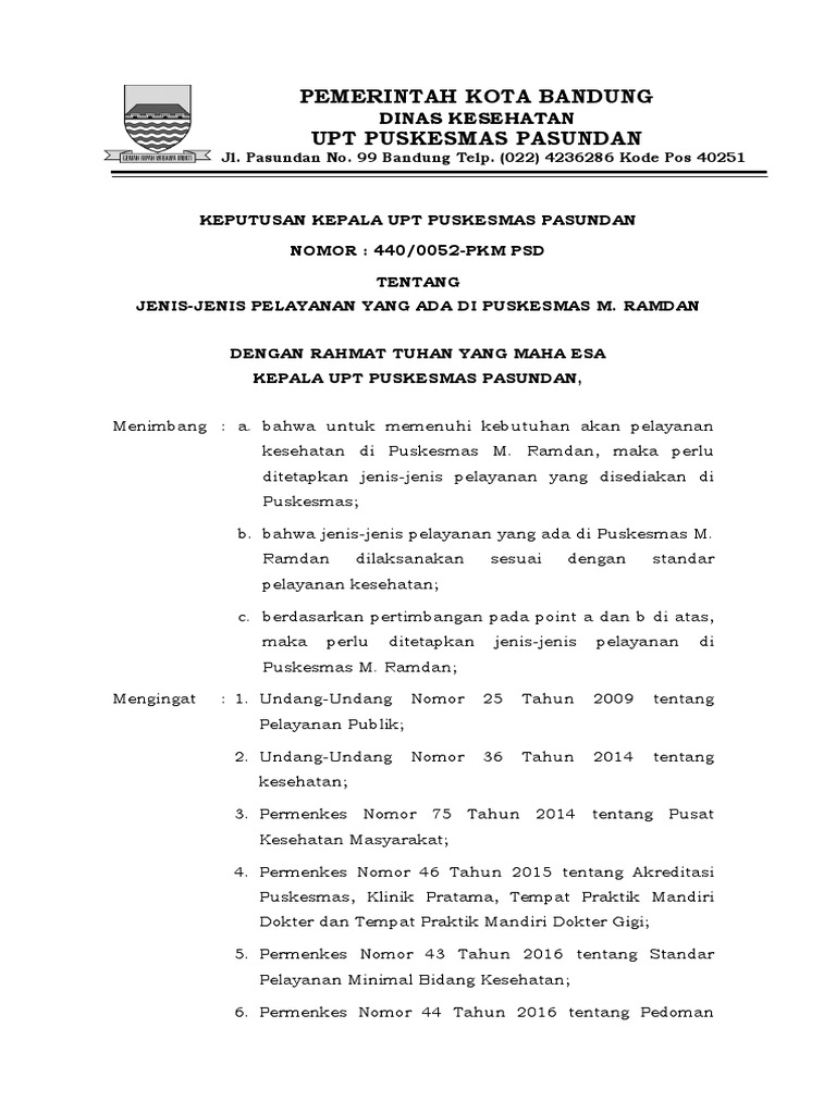 1.2.1.1 SK Jenis2 Pelayanan. | PDF