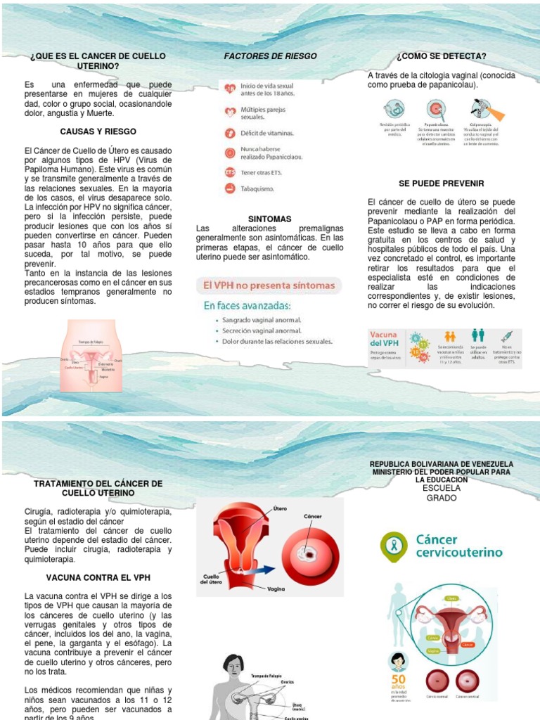 Triptico de Cancer de Cuello Uterino | PDF | Cáncer de cuello uterino ...