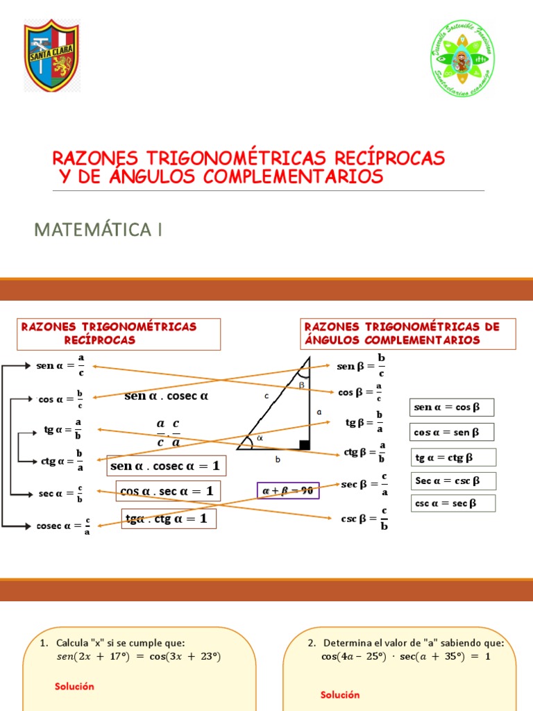 R.T. Reciprocas y Complementarias | PDF | Trigonometría | Funciones trigonométricas